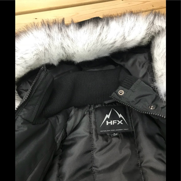 HFX | Jackets & Coats | Hfx Jacket White Fur Trim Black Body Colornwt ...